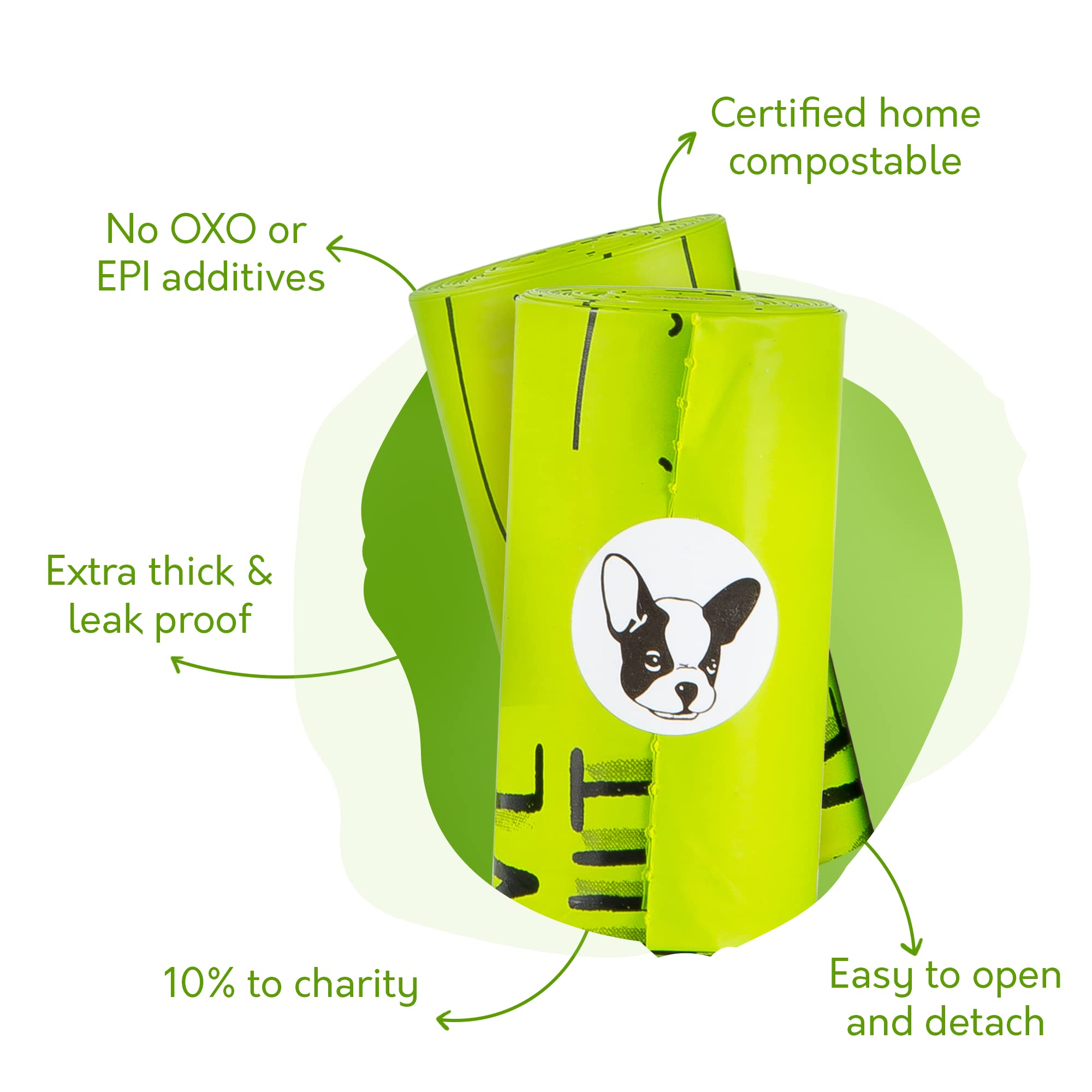 100% Certified Home Compostable Dog Poop Bags - 10% to Charity - ASTM D6400 & EN 13432 Compliant Dog Waste Bags - 240 Bags - 16 Rolls of Plant Based Compostable Poop Bags - Thick Doggie Poop Bags