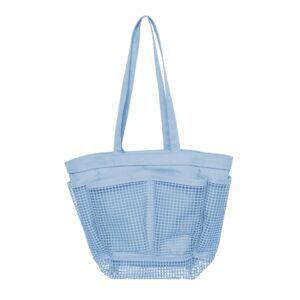 kenney kn61579 portable 7-pocket mesh shower tote/shower caddy for toiletries and personal care organization for college dorms, gym, beach, or travel, blue