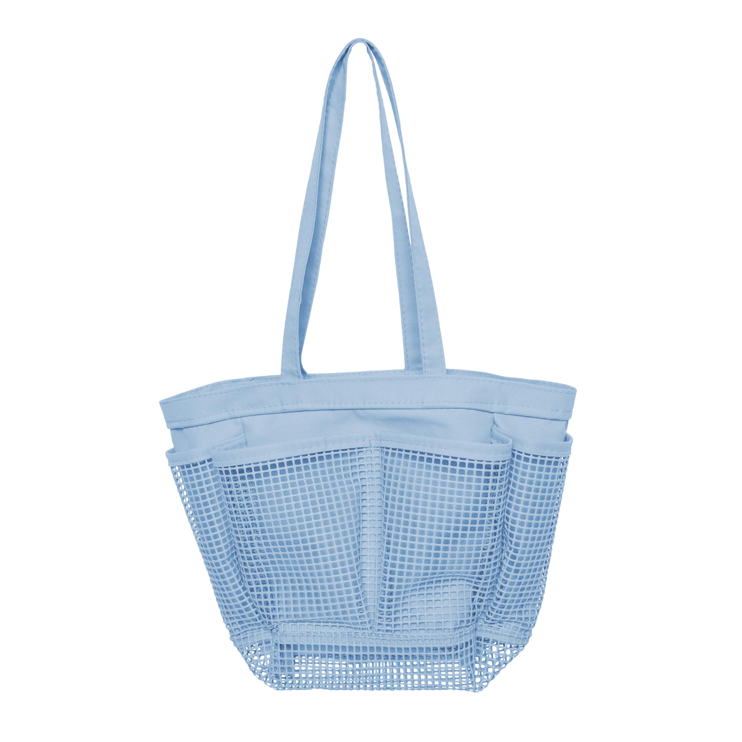 Kenney KN61579 Portable 7-Pocket Mesh Shower Tote/Shower Caddy for Toiletries and Personal Care Organization for College Dorms, Gym, Beach, or Travel, Blue