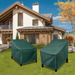 RosieLily Outdoor Chair Covers, Patio Chair Covers Waterproof, 600D Heavy Duty Stackable Patio Furniture Covers, Standard-2 Pack, Dark Green