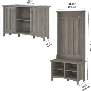 Bush Furniture Salinas Entryway Storage Set with Hall Tree, Shoe Bench and Accent Cabinet in Driftwood Gray