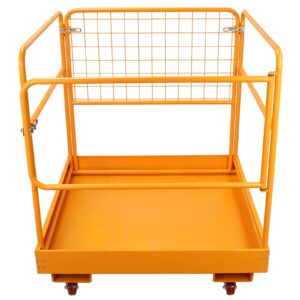 sidasu forklift safety cage 36x36 inches forklift work platform 1200lbs capacity with 4 wheels aerial platform collapsible lift basket aerial rails for lifting loader