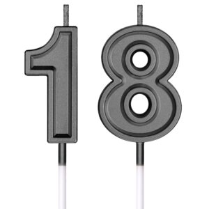 18th birthday candles cake numeral candles happy birthday cake candles topper decoration for birthday party wedding anniversary celebration supplies (black)