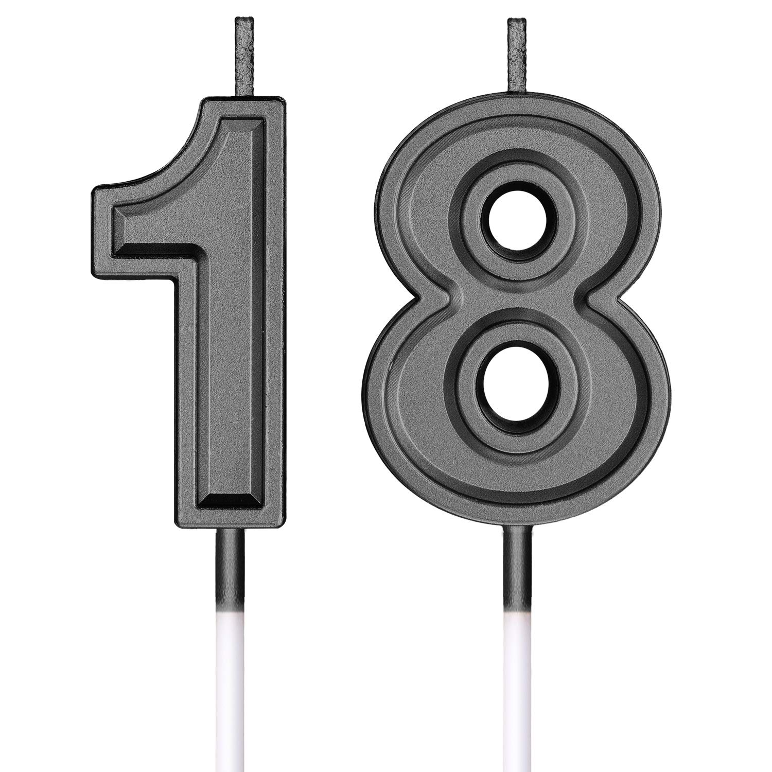 18th Birthday Candles Cake Numeral Candles Happy Birthday Cake Candles Topper Decoration for Birthday Party Wedding Anniversary Celebration Supplies (Black)