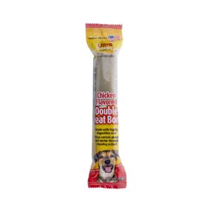 Ultra Chewy Chicken Double Treat Bones: Long-Lasting Dog Treats Made in USA for Large and Small Breeds, Highly Digestible, Ideal for Aggressive Chewers (24 Count)