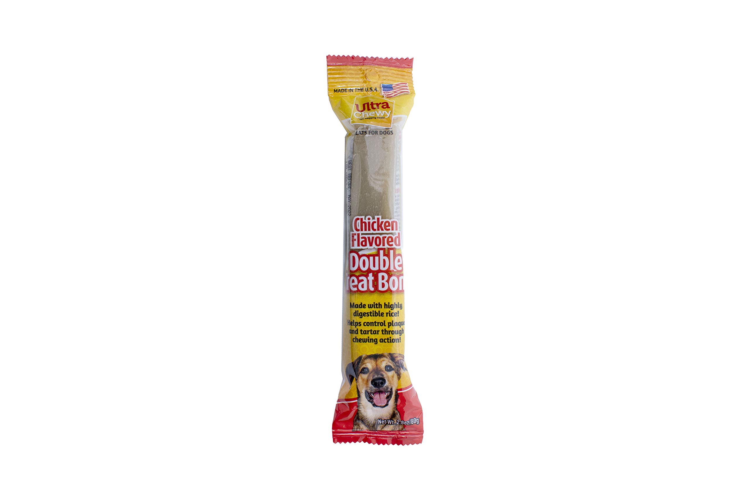 Ultra Chewy Chicken Double Treat Bones: Long-Lasting Dog Treats Made in USA for Large and Small Breeds, Highly Digestible, Ideal for Aggressive Chewers (24 Count)