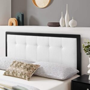 modway draper tufted full fabric and wood headboard in black white