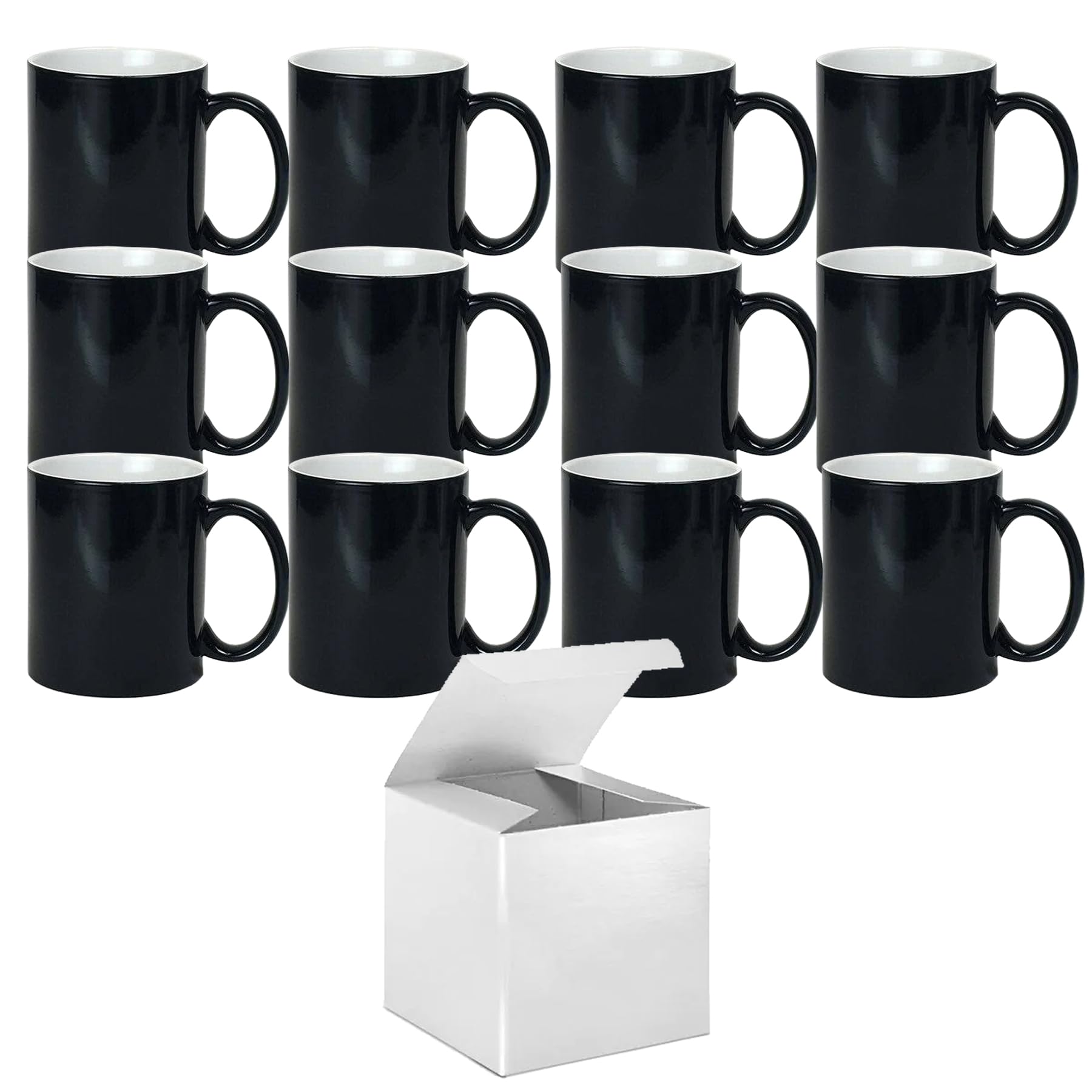 TWISTED ENVY Set of 12 11 oz Magic Mugs Professional Grade Sublimation Mug- Sublimation Series - With Individual White Gift Boxes