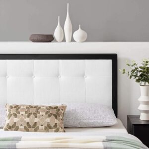 Modway Draper Tufted Full Fabric and Wood Headboard in Black White