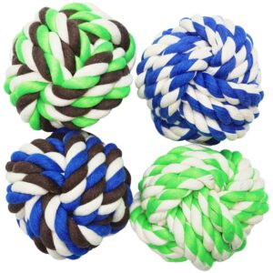 otterly pets - washable rope ball toys for large dogs - natural cotton - (4-pack)