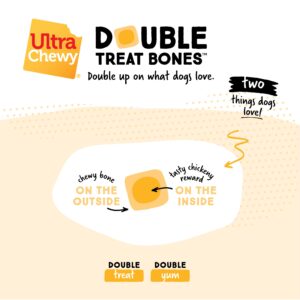 Ultra Chewy Chicken Double Treat Bones: Long-Lasting Dog Treats Made in USA for Large and Small Breeds, Highly Digestible, Ideal for Aggressive Chewers (24 Count)