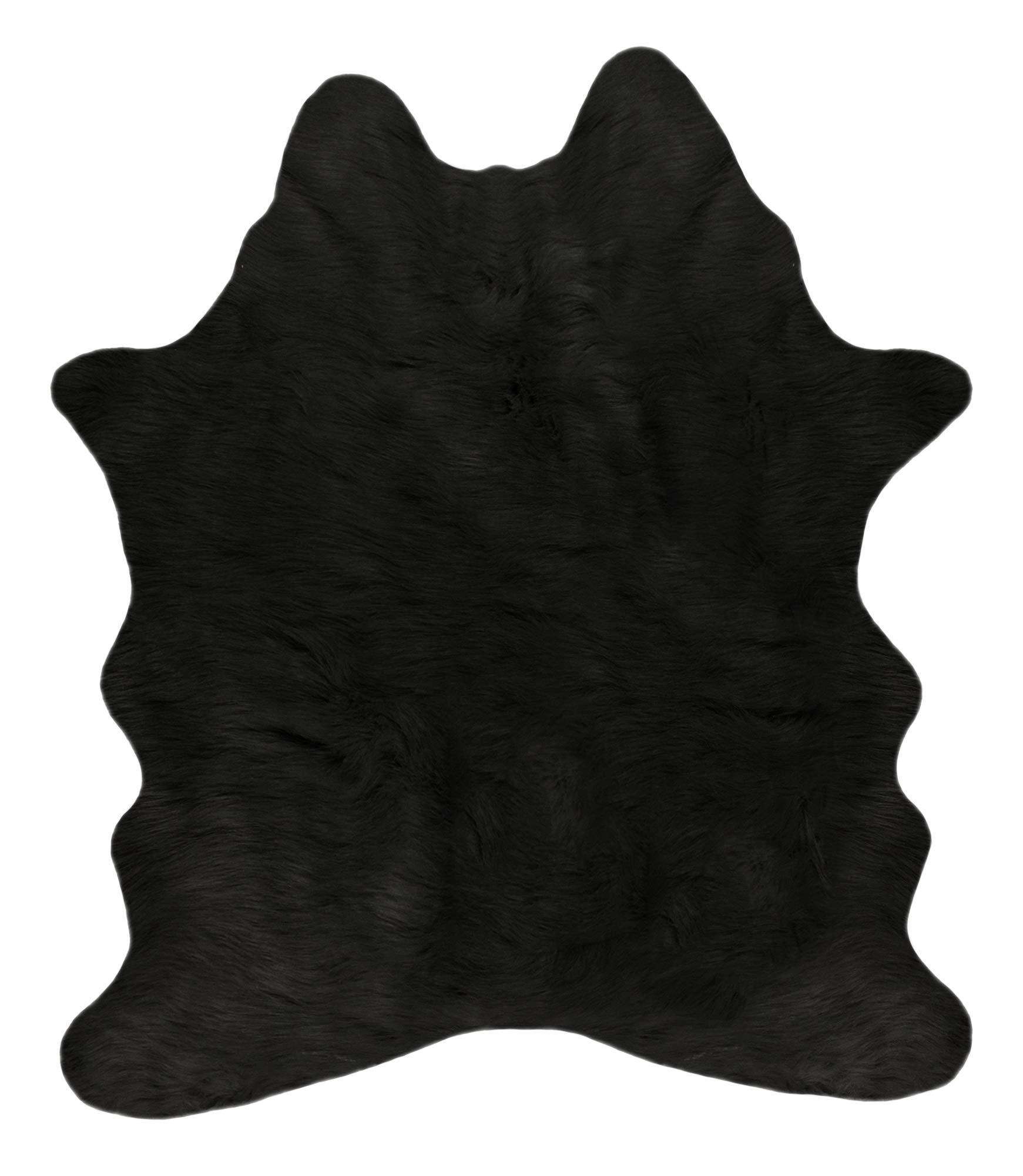 Luxe Faux Cowhide Rug for Rustic and Western Decor | Low Pile Faux Fur Rug with Black Cow Print | Cruelty-Free Fade Resistant Living Room Rugs | 4-1/4 x 5 ft