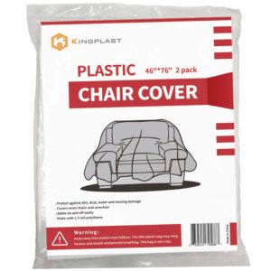 kingplast 2 pack plastic chair cover for moving and storage 46"x 76" plastic furniture covers moving heavy-duty water resistant &cover dust-proof for indoor outdoor patio