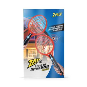 Zap It Bug Zapper Rechargeable Bug Zapper Racket, Electric Fly Swatter, Mosquito Zapper, 4,000 Volt, USB Charging Cable, 2 Pack (Medium, Red)