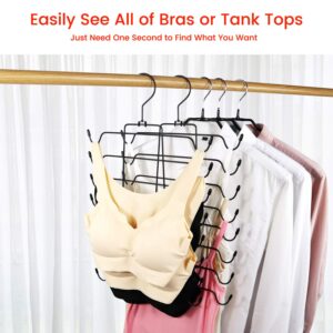 Niclogi Tank Tops Hanger Bra Hangers 2 Pack Space Saving Hanger Metal Folding Closet Organizer for Tank Tops, Cami, Bras, Bathing Suits, Belts, Ties（Black）