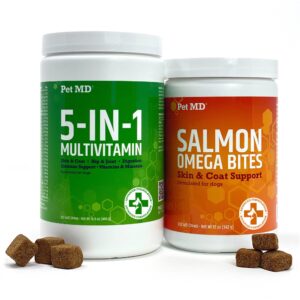 pet md salmon omega bites + 5in1 multivitamin softchews