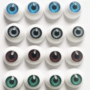 jashem 8 pairs of 4 colors 22mm half round realistic acrylic eyes for halloween props, masks, dolls or bears craft plastic eyeballs (22mm)