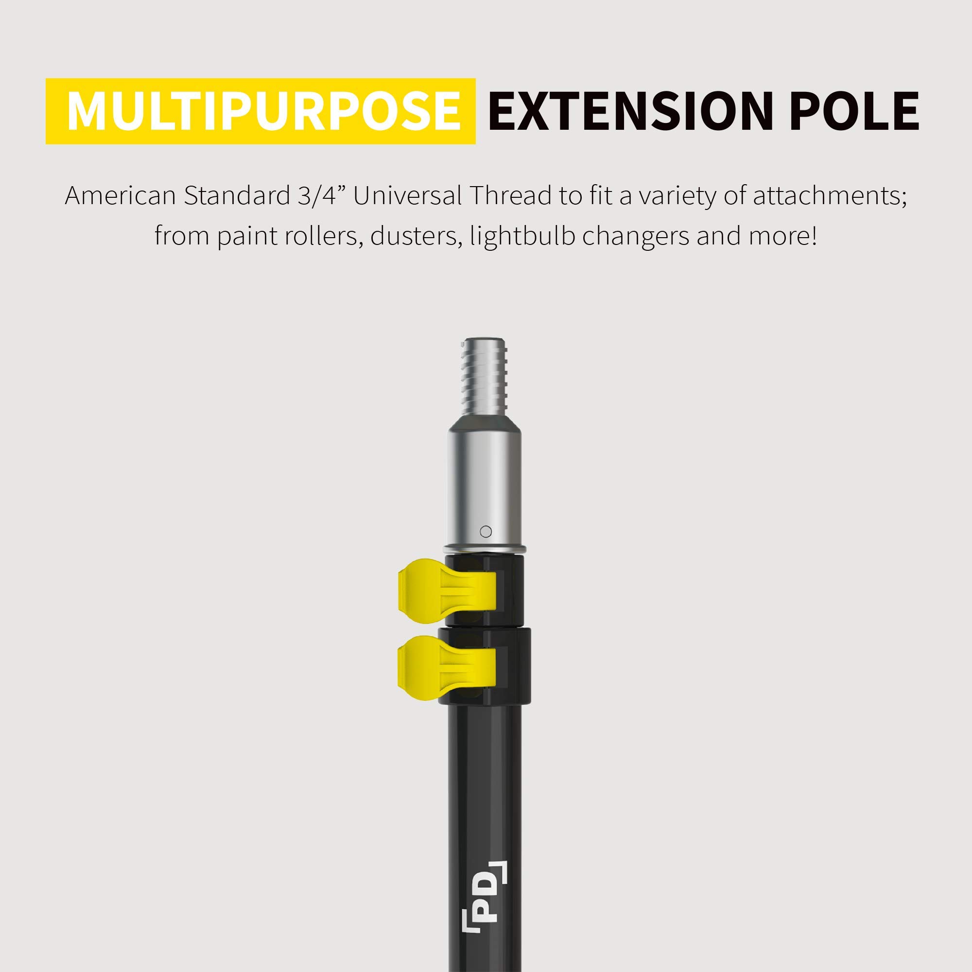 PD 1.5-to-3 Foot Paint Roller Extension Pole, Multi-Purpose Telescopic Extension Pole, EZ-Lock Mechanism Extendable Pole, Paint Brush Extender with Lightweight Aluminum Handle (1.5-3 Feet)