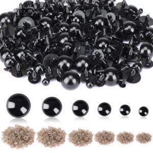 upins 900 pieces 6-16mm black plastic safety eyes with washers for crochet animal crafts doll making supplier bulk (6 sizes)