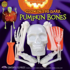 FunWorld Halloween Glow in The Dark Skellington Bones Pumpkin Carving & Decorating Kit