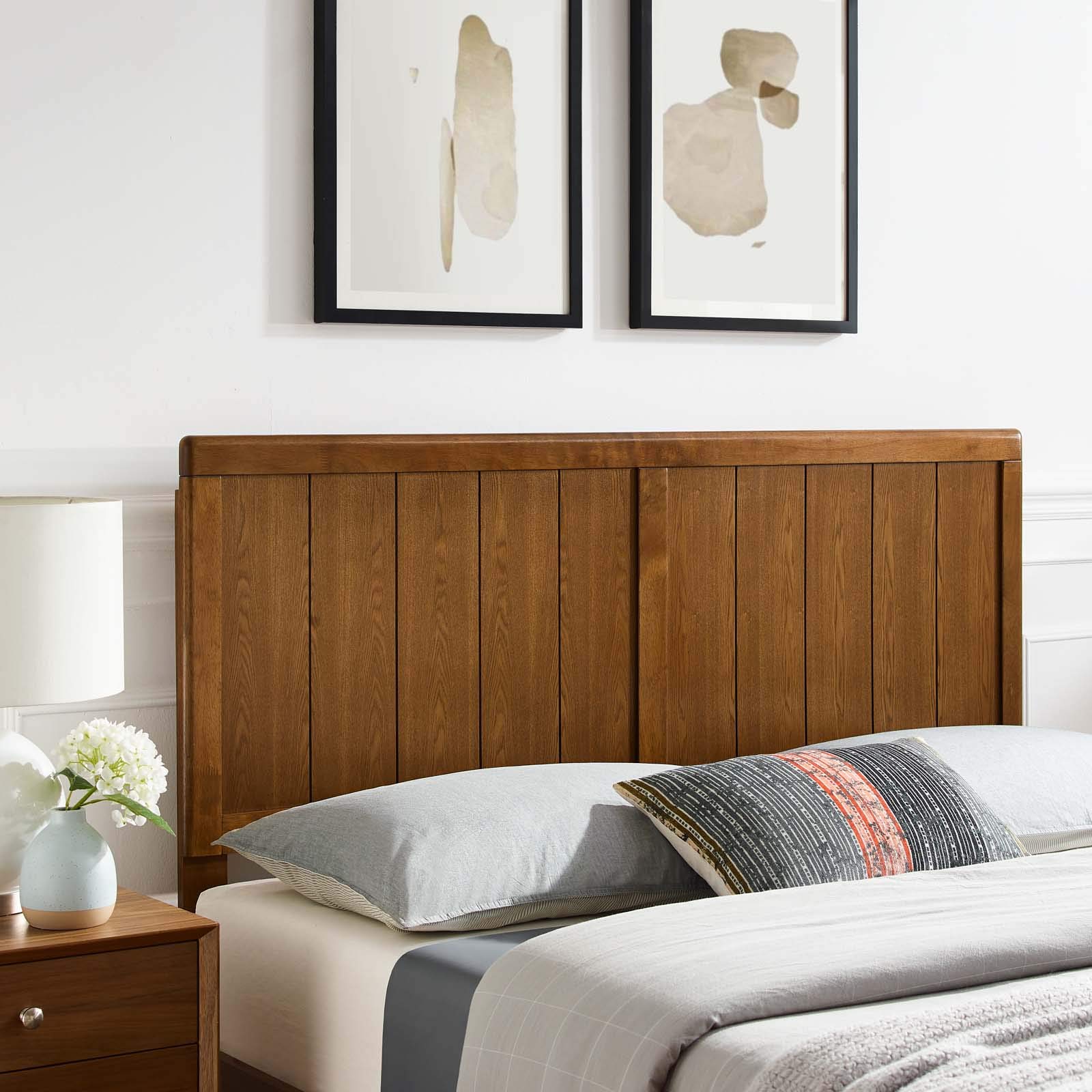 Modway MOD-6217-WAL Robbie Full Wood Headboard, Walnut