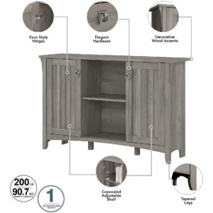 Bush Furniture Salinas Entryway Storage Set with Hall Tree, Shoe Bench and Accent Cabinet in Driftwood Gray