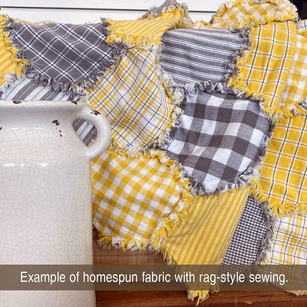 Summer Yellow 6 Cotton Homespun Plaid Fabric by JCS - Sold by The Yard