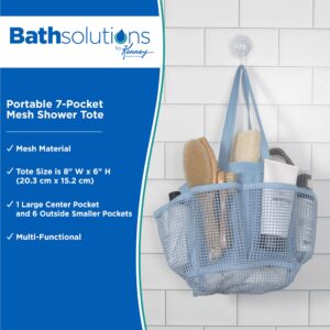 Kenney KN61579 Portable 7-Pocket Mesh Shower Tote/Shower Caddy for Toiletries and Personal Care Organization for College Dorms, Gym, Beach, or Travel, Blue