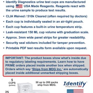 Identify Diagnostics USA Drug Screen Test - 5 Pack - Made In USA 14 Panel CLIA Waived Instant Urine Drug Test Kit with 6 Adults for AMP,BAR,BUP,BZO,COC,EDDP,MDMA,MET,MTD,OPI/MOP,OXY,PCP,TCA,THC