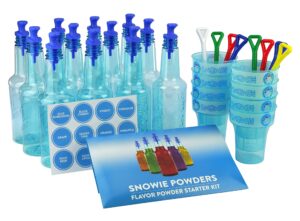 snowie ultimate shaved ice party pack - snow cone syrups with bottles, cups shovels