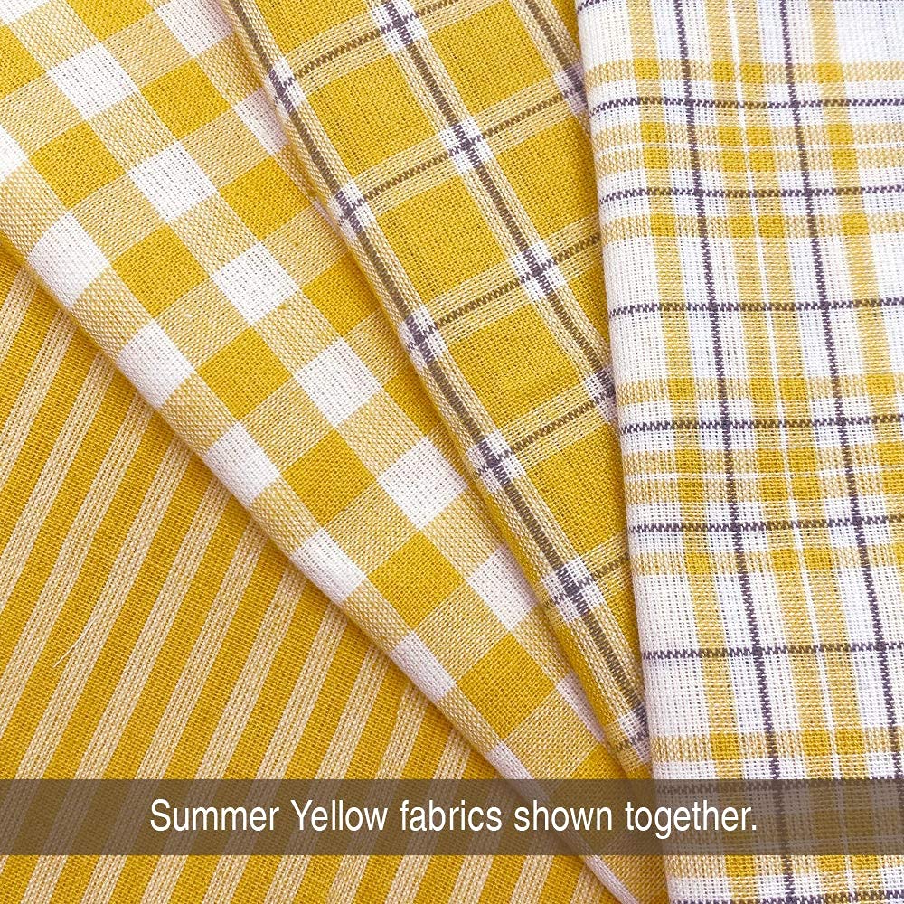 Summer Yellow 6 Cotton Homespun Plaid Fabric by JCS - Sold by The Yard