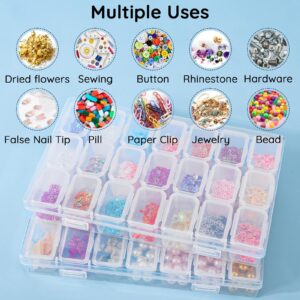 COSICS 21-Grid Rhinestone Case Organizer, 2 Pack Empty Plastic Nail Tips Storage Box with Compartment, Beads Organizer for Jewelry Accessories, False Nails, Gem Stones, Tackles