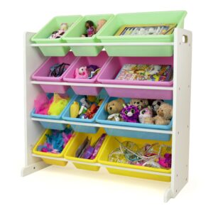 Humble Crew Kids Toy Storage Organizer with Book Rack (Pastel Collection)