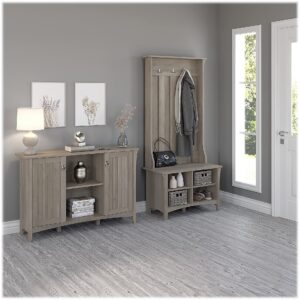 Bush Furniture Salinas Entryway Storage Set with Hall Tree, Shoe Bench and Accent Cabinet in Driftwood Gray