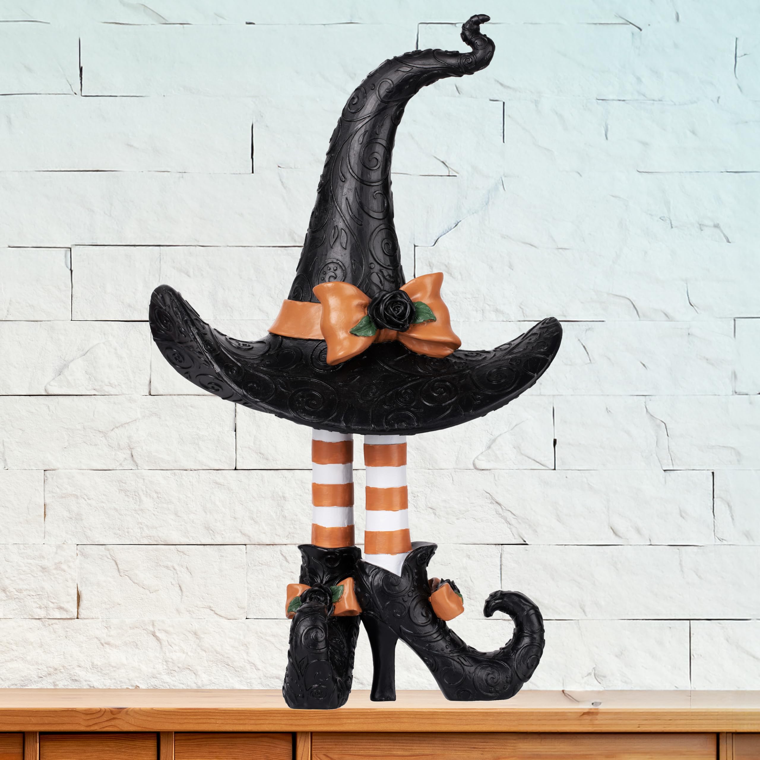 Haute Decor Halloween Witch Hat with Legs 17 Inch Tall Tabletop Figurine