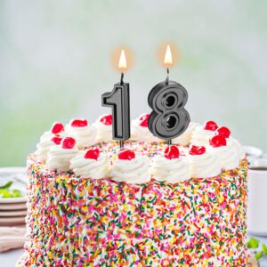 18th Birthday Candles Cake Numeral Candles Happy Birthday Cake Candles Topper Decoration for Birthday Party Wedding Anniversary Celebration Supplies (Black)