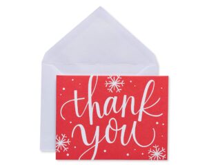 american greetings holiday thank you cards with envelopes, red snowflakes (25-count)