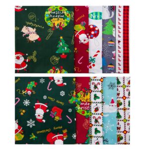 luter 18×22 inch/45×55cm 10pcs christmas theme fabric christmas fat quarter pure cotton fabric bundle for diy decorations, christmas series supplies, patchwork