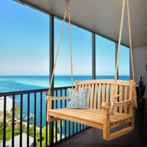 Seven Seas Teak San Jose Teak Wood Double Outdoor Porch Swing, 4 Foot