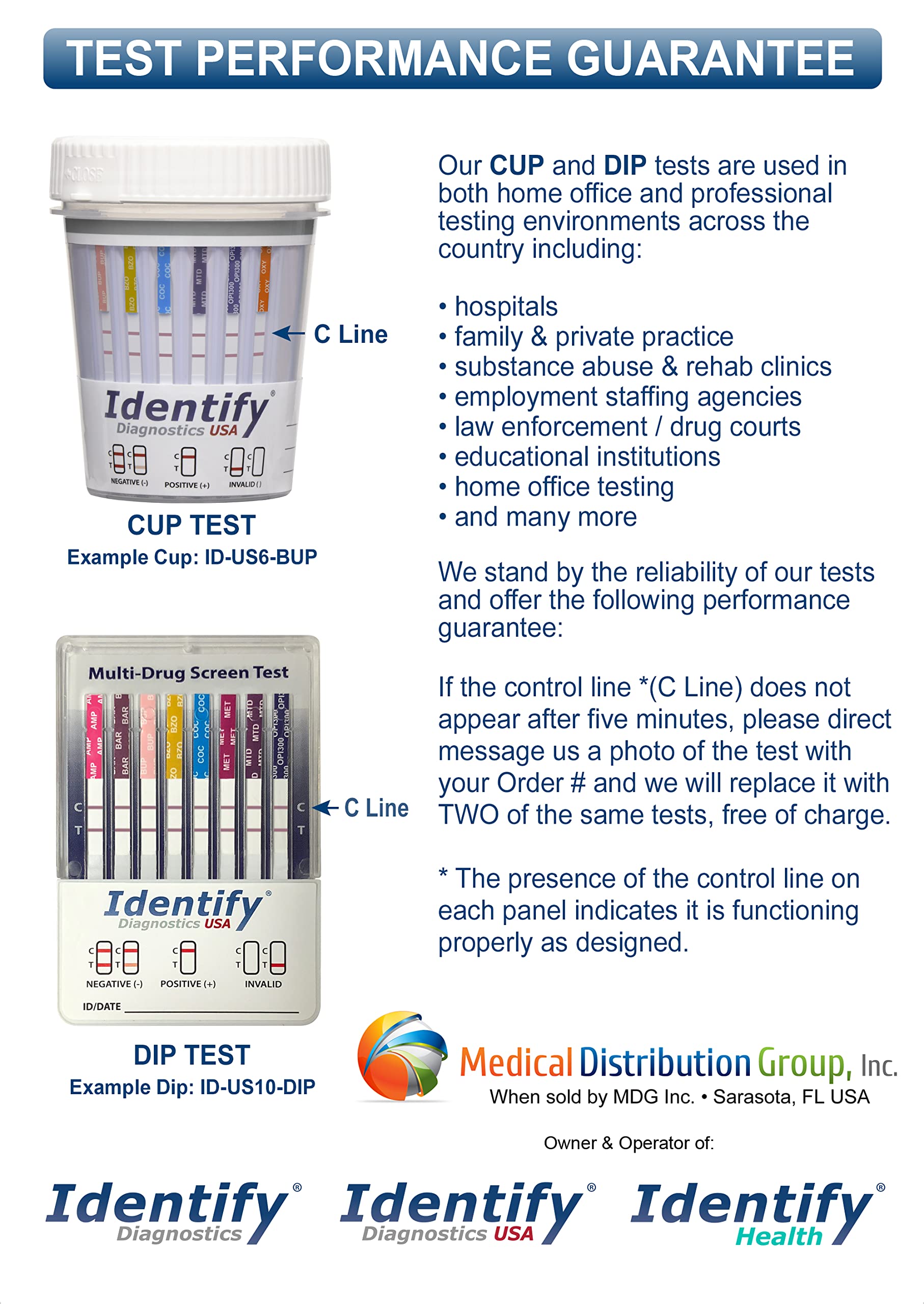 Identify Diagnostics USA Drug Screen Test - 5 Pack - Made In USA 14 Panel CLIA Waived Instant Urine Drug Test Kit with 6 Adults for AMP,BAR,BUP,BZO,COC,EDDP,MDMA,MET,MTD,OPI/MOP,OXY,PCP,TCA,THC