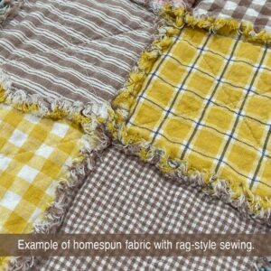 Summer Yellow 6 Cotton Homespun Plaid Fabric by JCS - Sold by The Yard