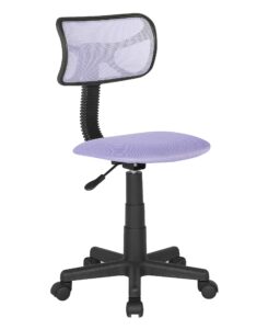 jjs kids mesh rolling desk chair, small swivel office computer chair for teens, low-back adjustable upholstered student task chair, purple