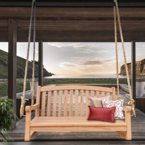 Seven Seas Teak San Jose Teak Wood Double Outdoor Porch Swing, 4 Foot