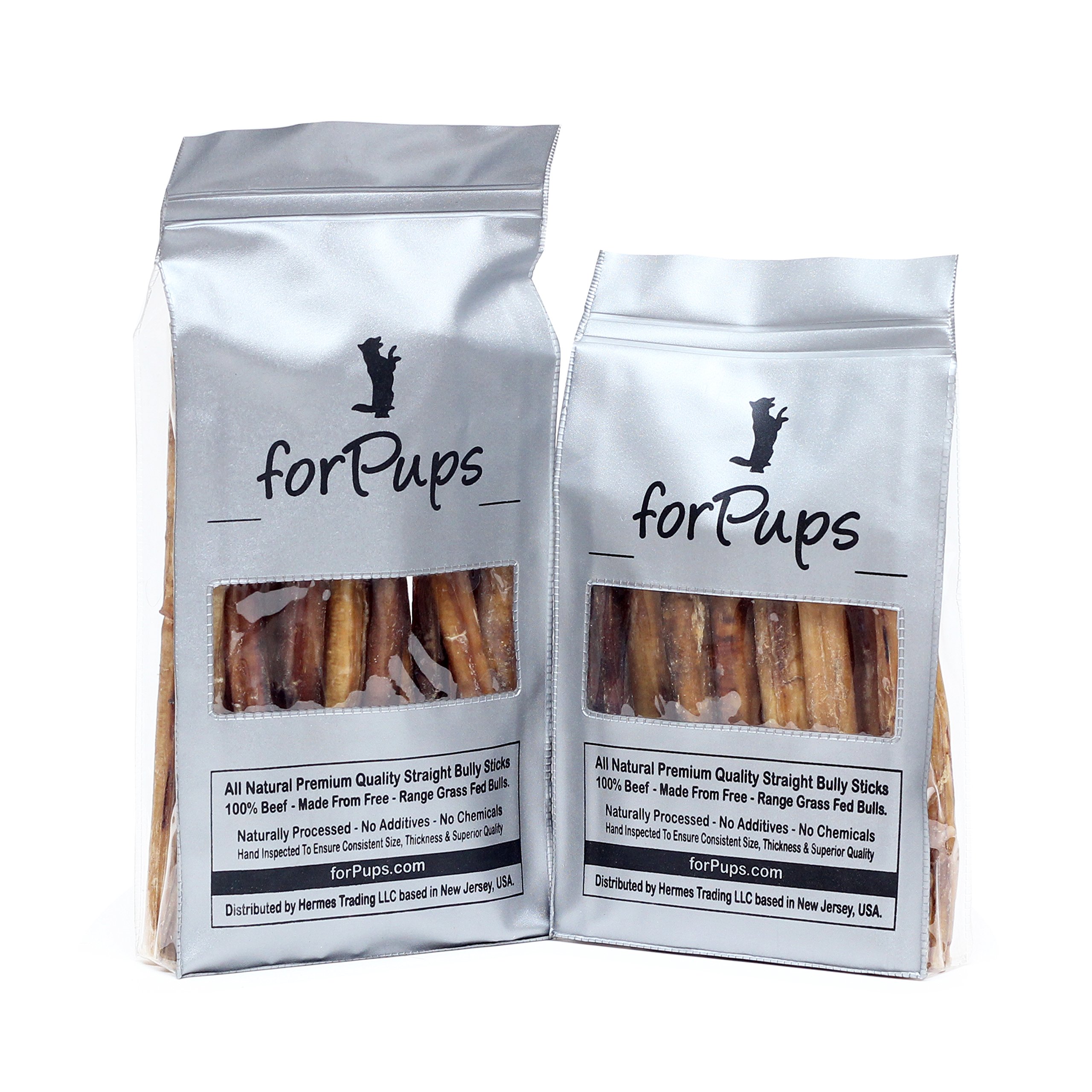 forPups Standard Thickness Bully Sticks (6 Inch - 25 Pack) - All Natural, Grass-Fed, Non-GMO (6") 100% Beef Pizzle Dog Chews, Fully Digestible, Best Dental Treats