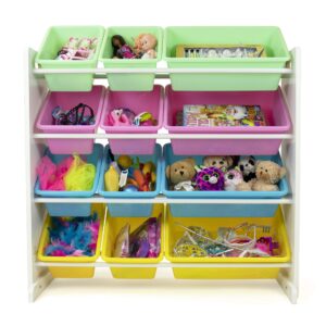 Humble Crew Kids Toy Storage Organizer with Book Rack (Pastel Collection)