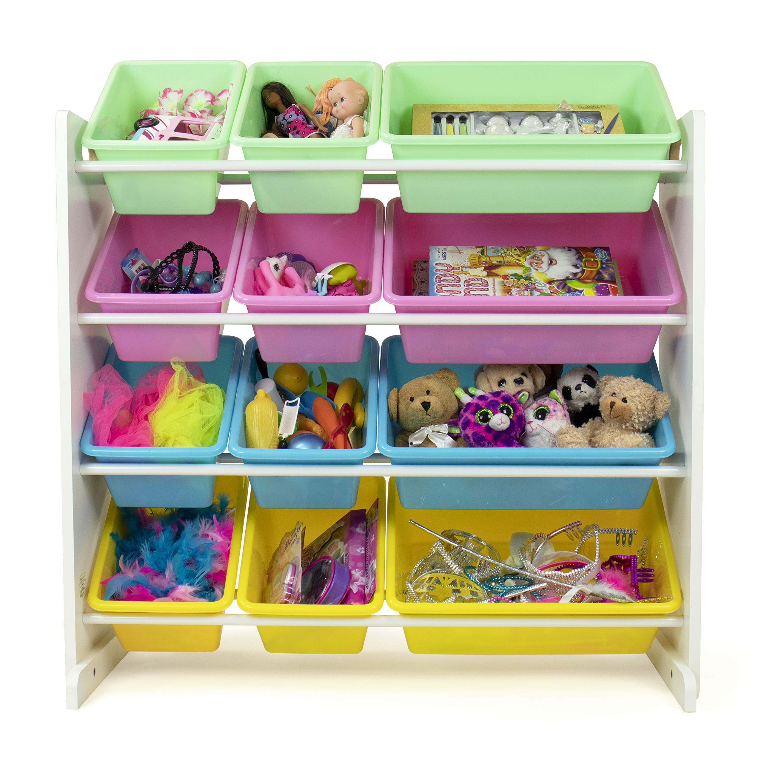 Humble Crew Kids Toy Storage Organizer with Book Rack (Pastel Collection)