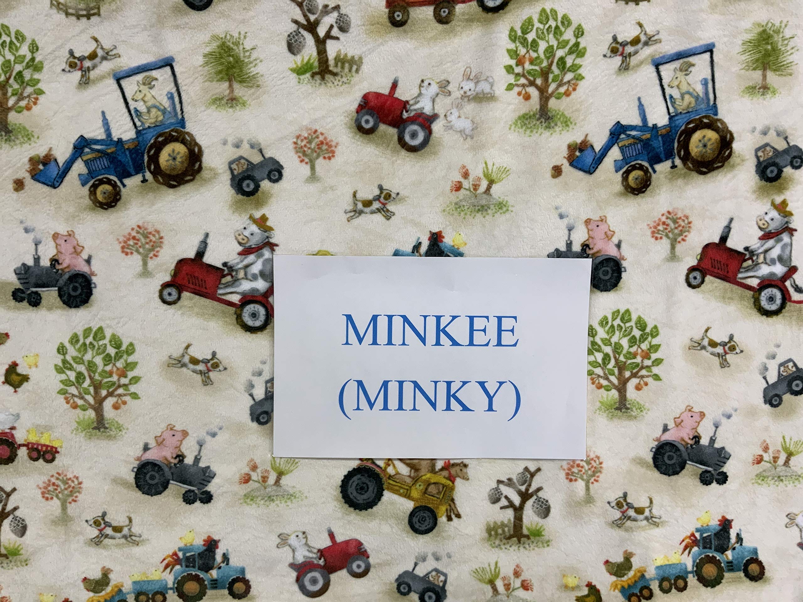 60” Wide Shannon Fabrics Minky Digital Cuddle Funny Farm Beige