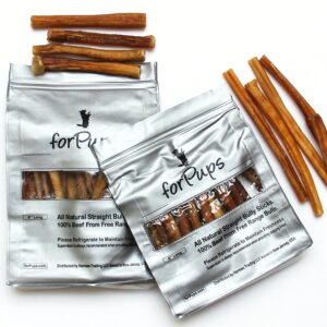 forPups Standard Thickness Bully Sticks (6 Inch - 25 Pack) - All Natural, Grass-Fed, Non-GMO (6") 100% Beef Pizzle Dog Chews, Fully Digestible, Best Dental Treats