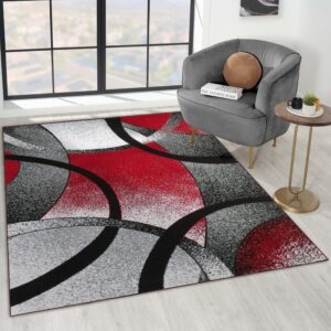 luxe weavers geometric patterned red 8x10 area rug