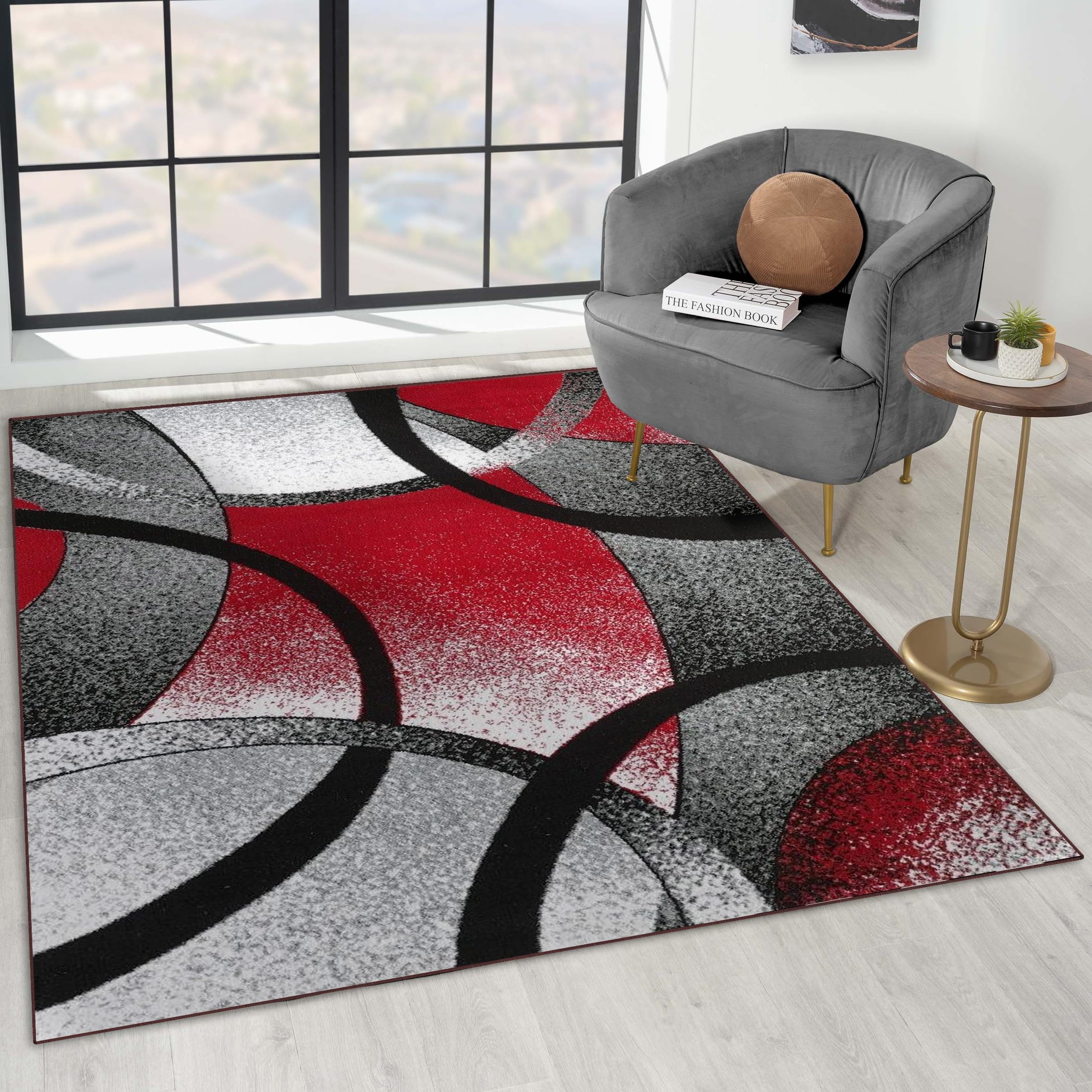 LUXE WEAVERS Geometric Patterned Red 8x10 Area Rug